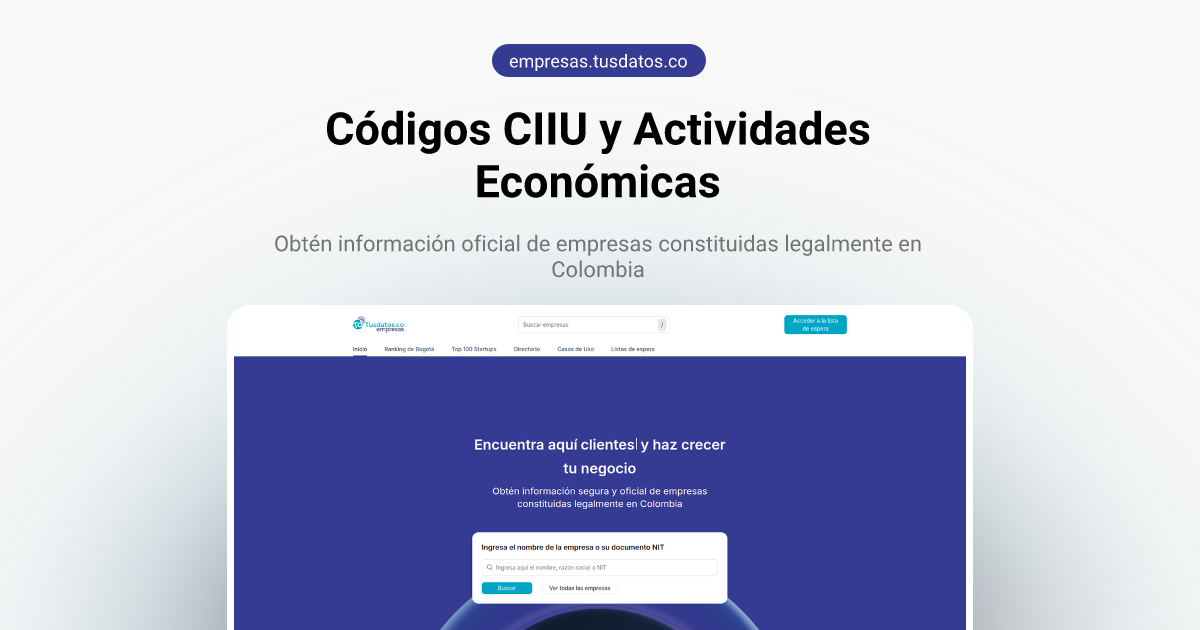 Códigos CIIU y Actividades Económicas | Tusdatos Empresas | Tusdatos Empresas